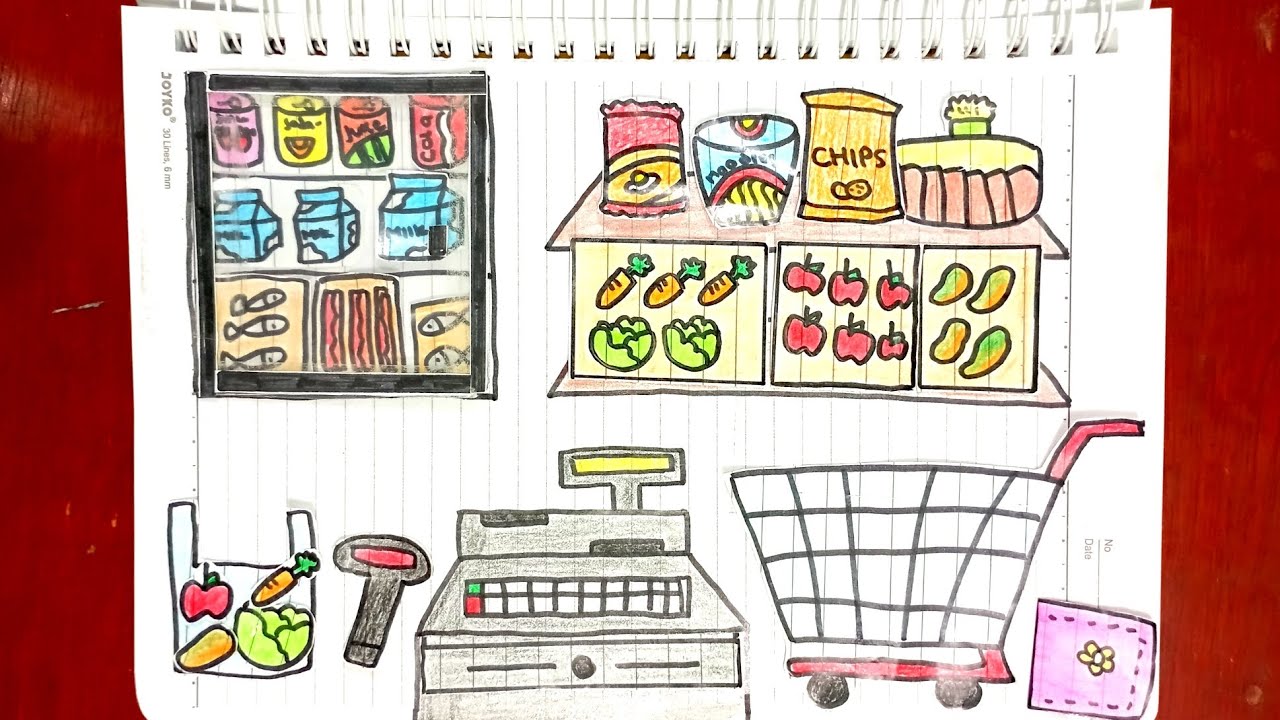 [🎨paper diy🎨] Grocery shopping 🛒🍎 종이 인형 | paper play | tutorial - YouTube