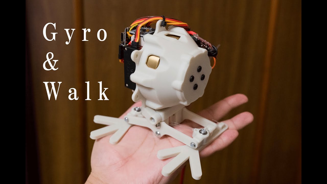 Gyroscope Walking Robot / 固定ジャイロと1サーボのシンプルロボット - YouTube