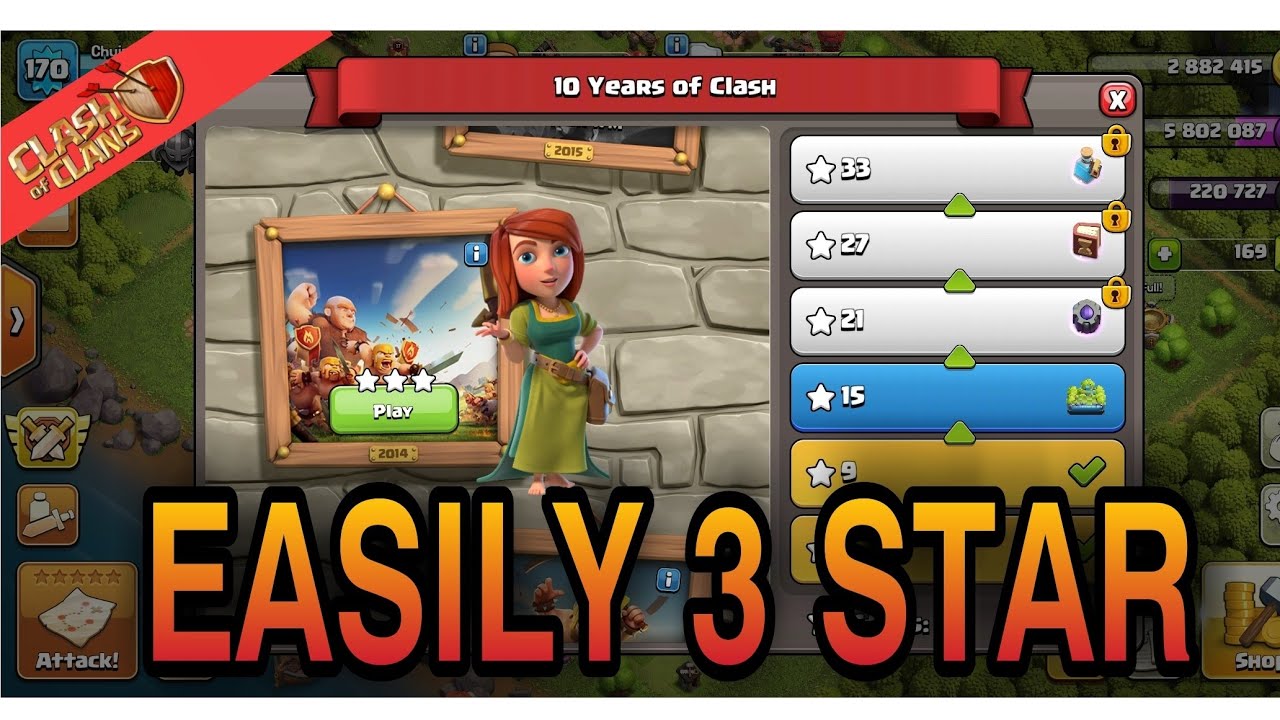 EASILY 3 STAR 2014 CHALLENGE||Clash of clans 10th Anniversary (coc ...