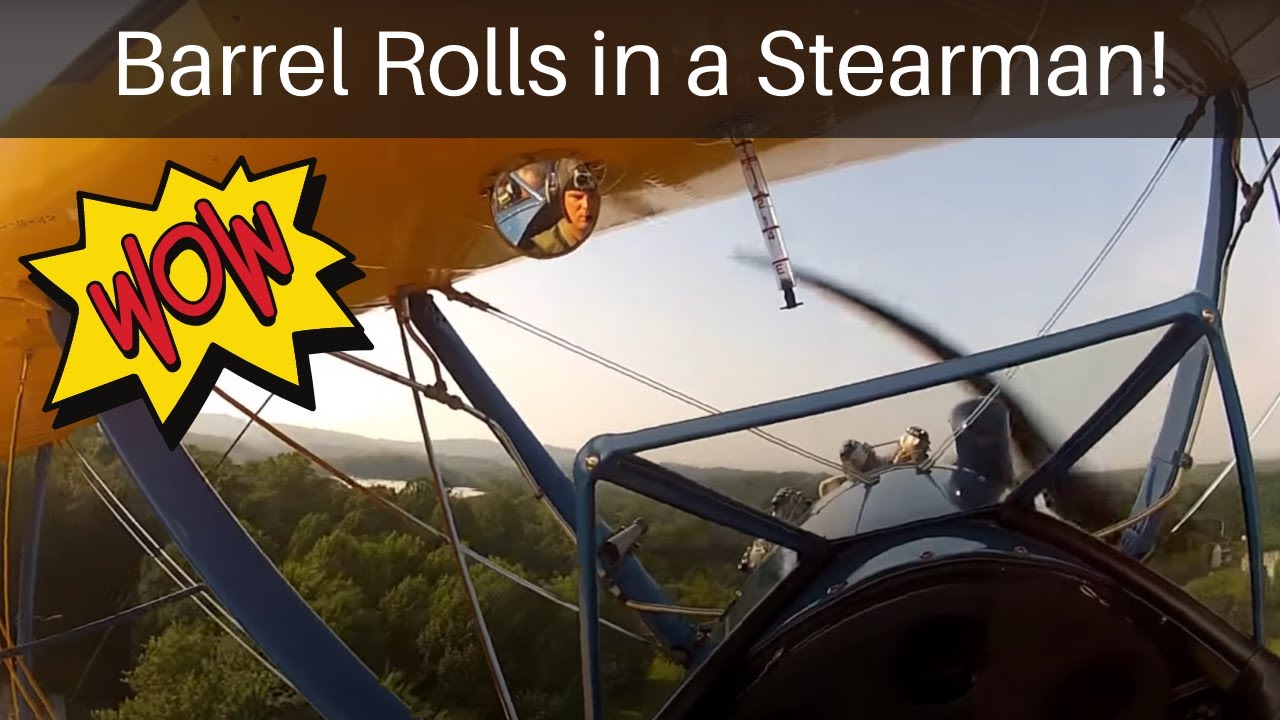 Stearman Biplane Aerobatic Ride | Barrel Rolls | Open Cockpit - YouTube