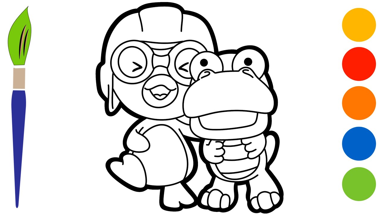 Menggambar Dan Mewarnai Pororo dan Crong dengan Mudah dan Bagus ...