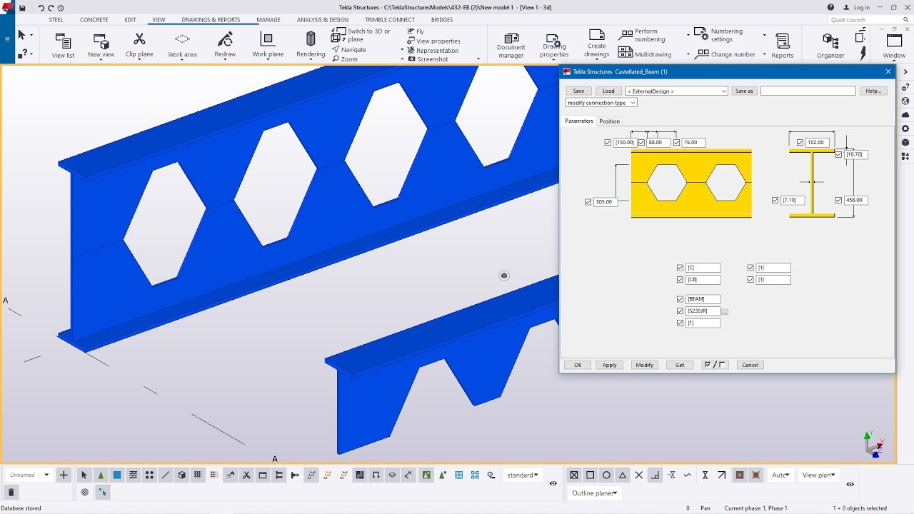 Development and Cutting Details for 305 x 102 UB,Castellated Beam - YouTube