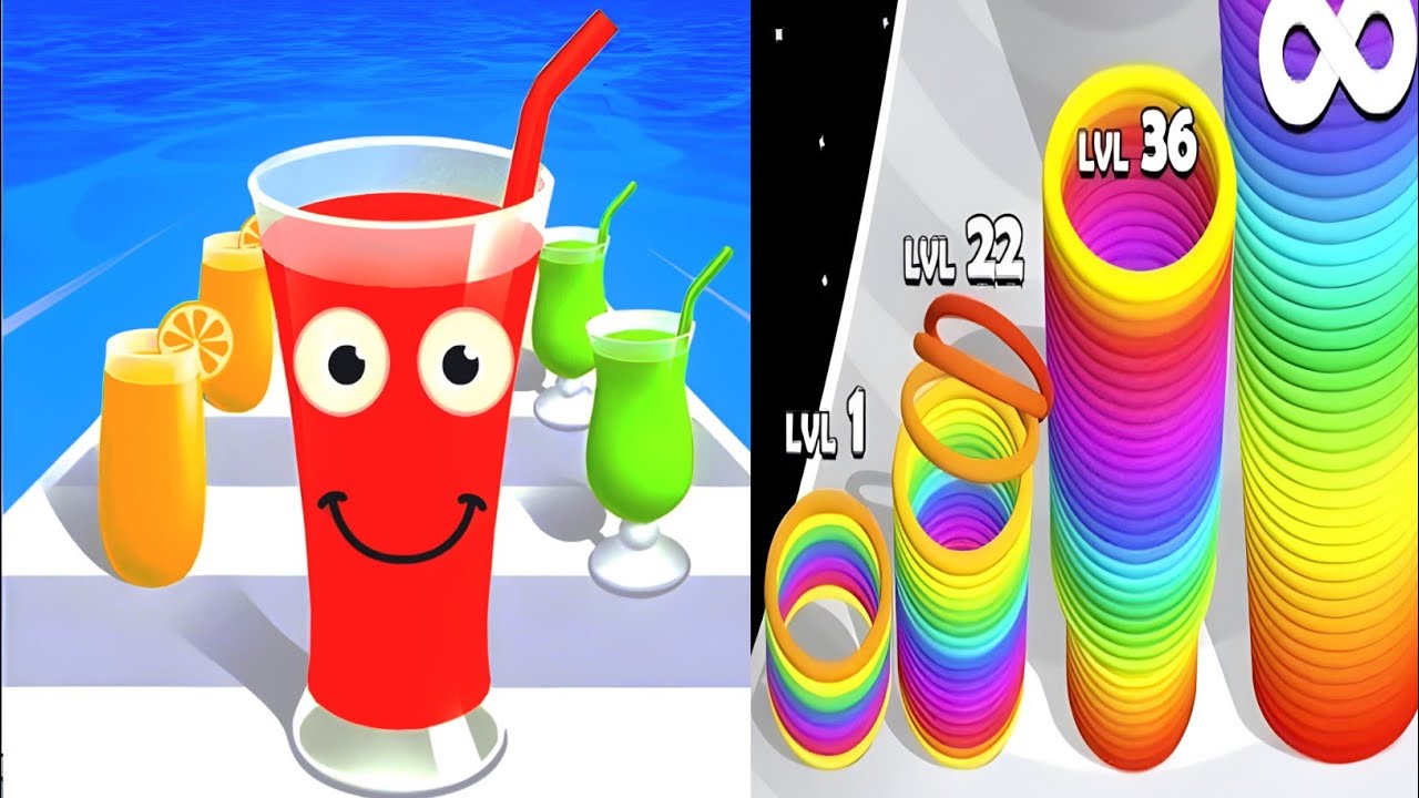 💥💥Juice Run🆚 Slinky Hop-All Levels Speed Run Gameplay Android iOS # ...