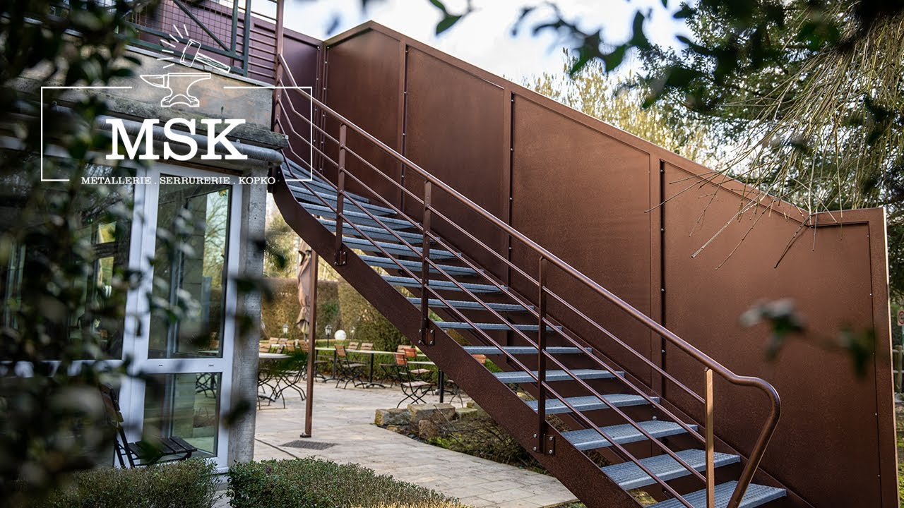 MSK Création | Pose d'un escalier avec thermolaquage imitation corten ...