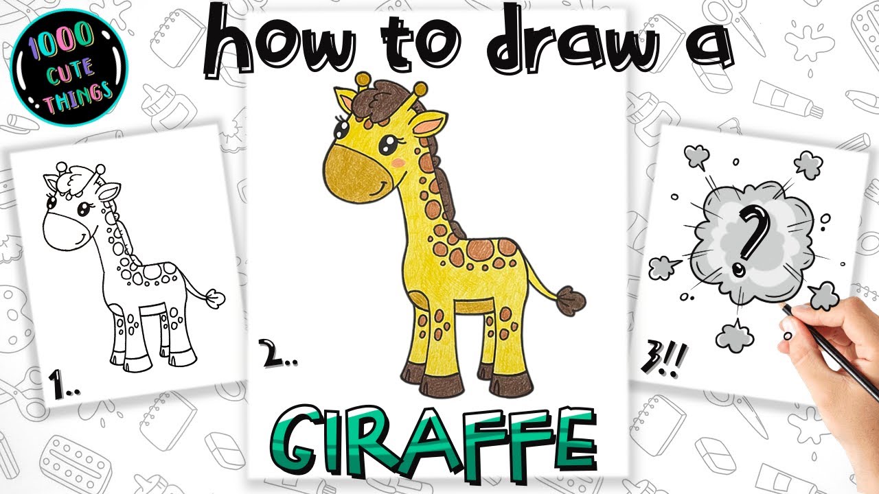 HOW to DRAW a GIRAFFE (cute cartoon style). Extra inspiration at the ...