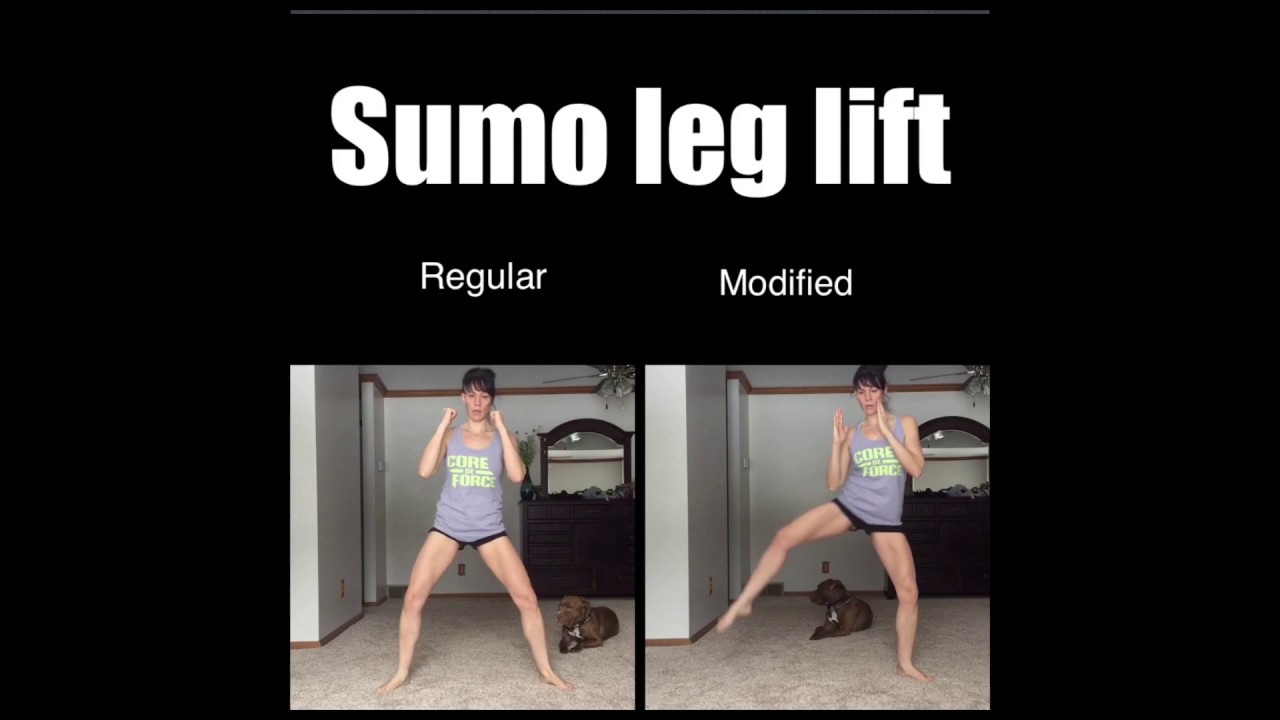 sumo squat oblique crunch - YouTube