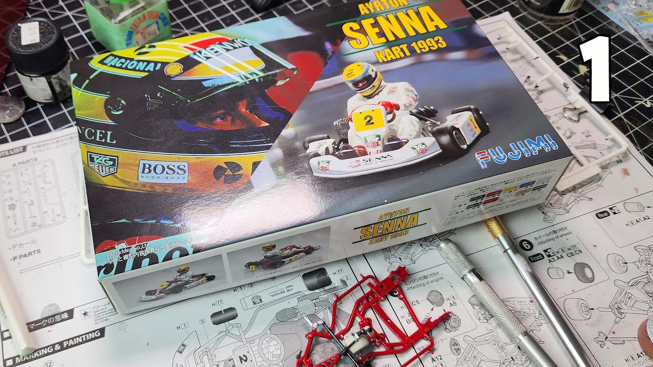 Fujimi Ayrton Senna Kart Model Build 1 - YouTube