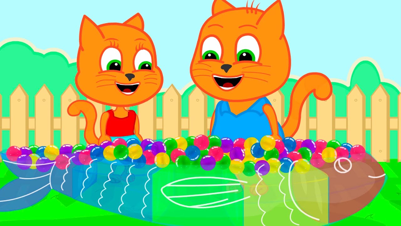 Cats Family in English - Mold for colored Orbeez Cartoon for Kids - YouTube