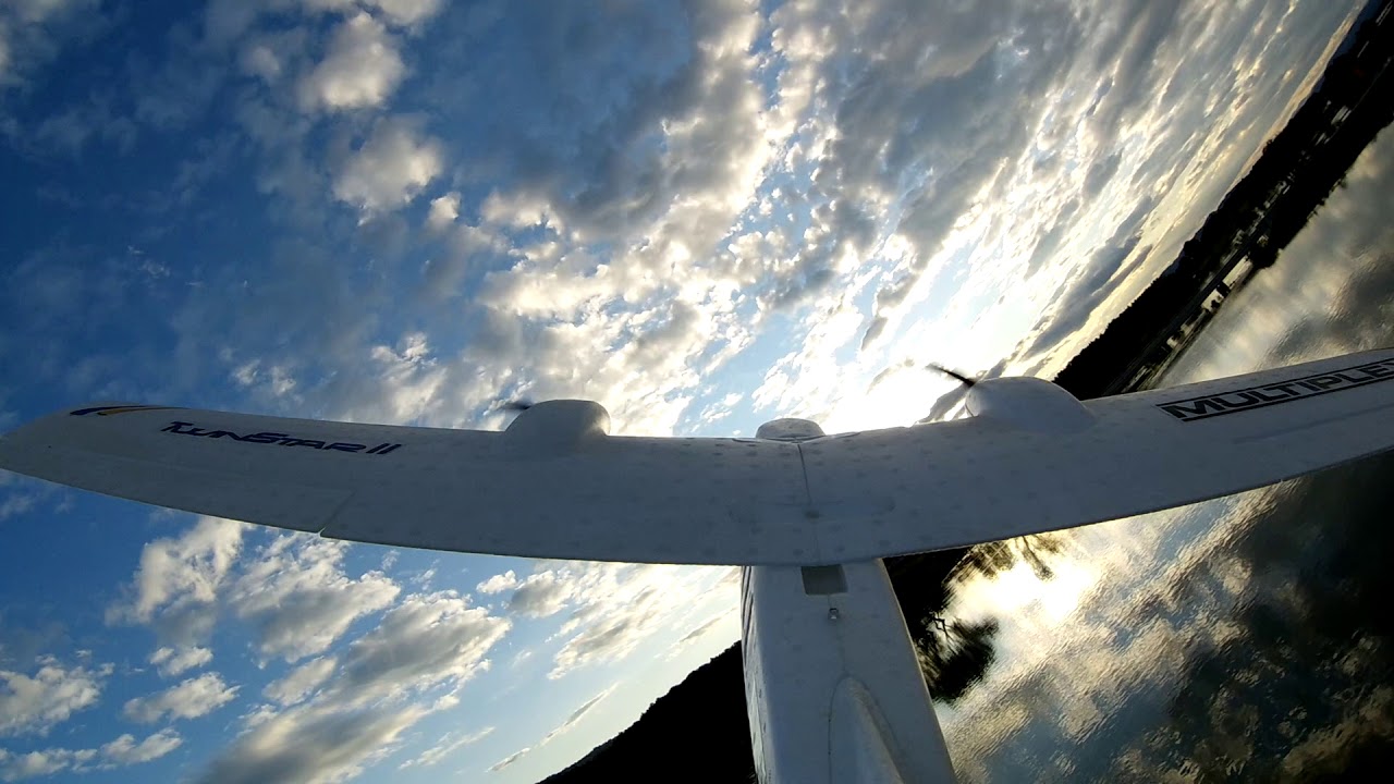 MULTIPLEX TwinStar II RC plane and RunCam 2 over flooded hometown ...