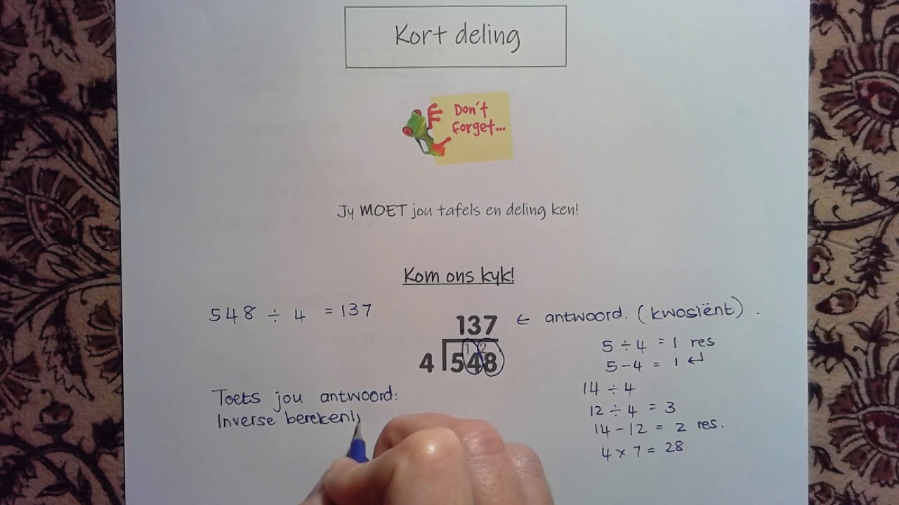 Wiskunde : Graad 6 : Week 6 : 3. Kort Deling - YouTube