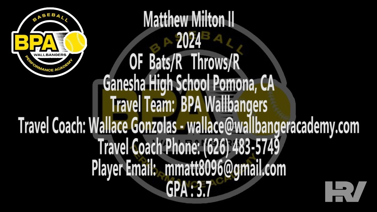 2024 Matthew Milton II ⚾️ 6’1 5” 176 LBS, Outfield Speed Recruiting ...