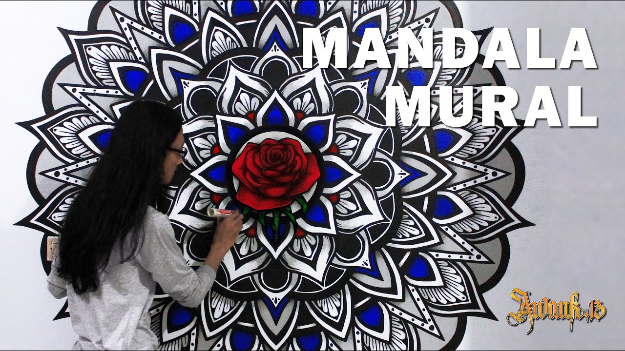 Mandala Mural - Red Rose | Mandala Art Tutorial | Awank.13 - YouTube