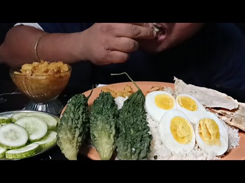 asmr mukbang eating boiled karela chapati boiled egg banda kobi and ...