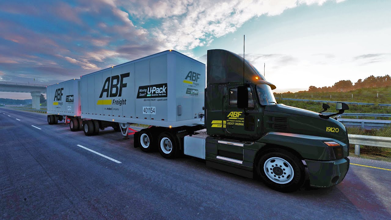 American Truck Simulator Vlog #19 ABF Combo Hauling Doubles w/ Mack ...
