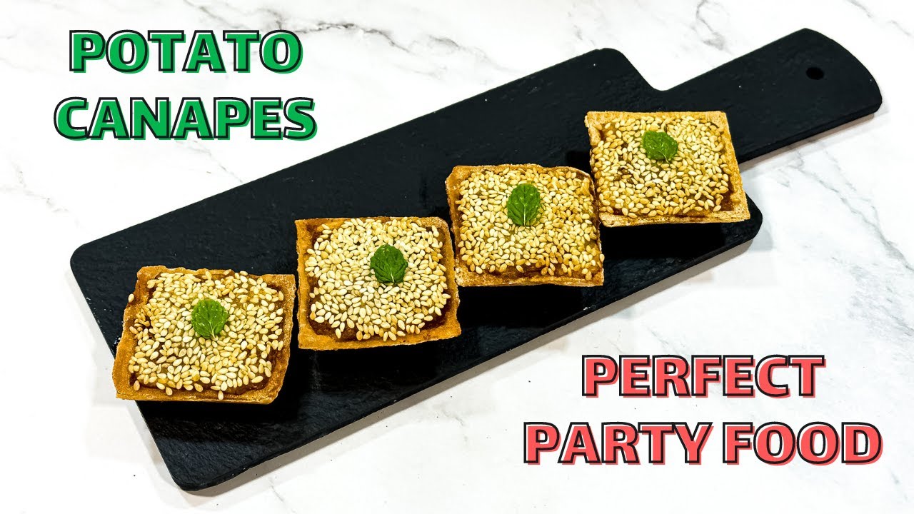 Aloo Canapes Recipe | Quick and Easy to make Veg Party Starter | Potato ...