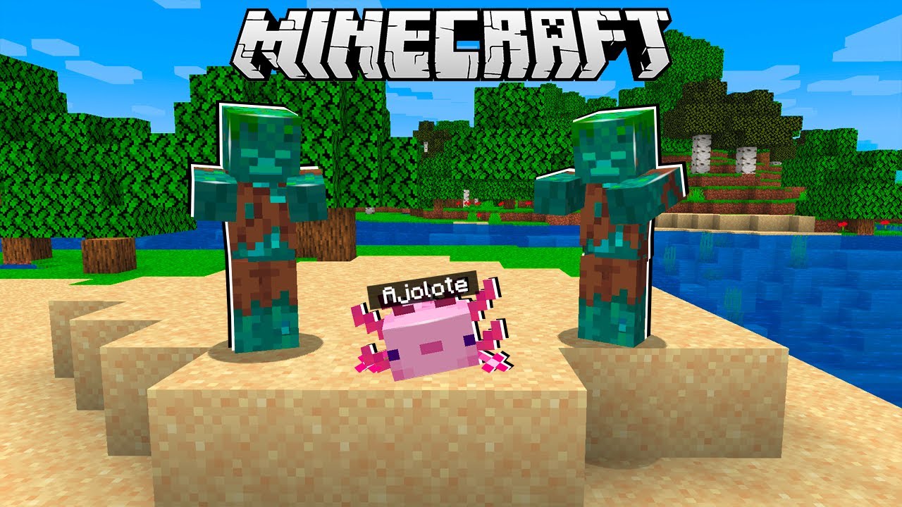 MINECRAFT: AJOLOTE vs 2 Depredadores (Zombie Ahogado) - YouTube