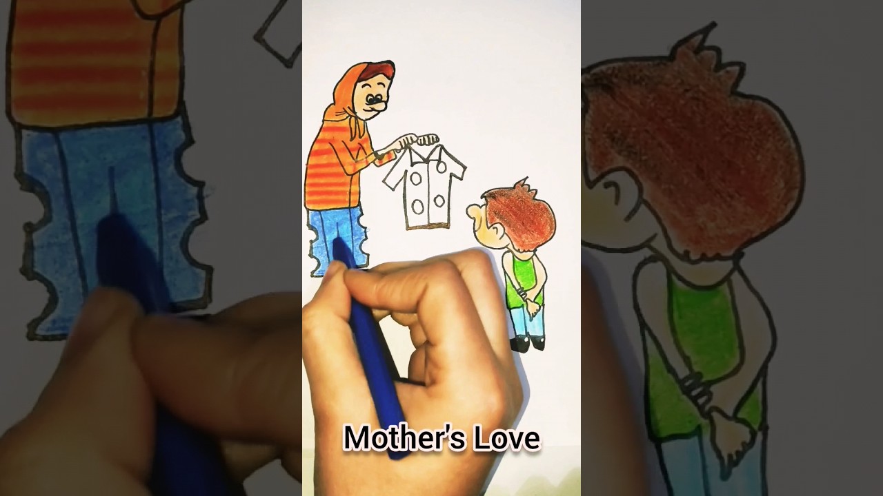 Mother sacrifices a lot for her children🫶💕 #drawing #art #youtubeshorts ...
