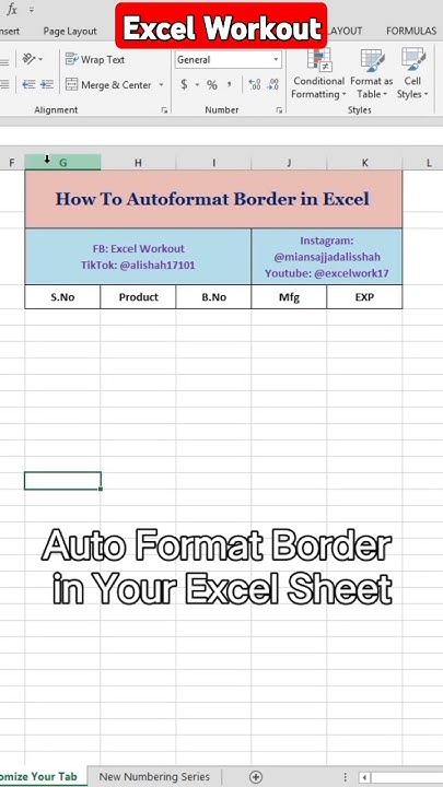 How to Auto Format Borders in an Excel Sheet: Learn Excel Tricks. - YouTube