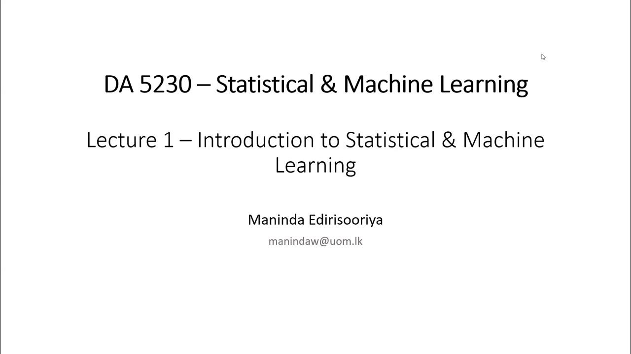 Introduction to Statistical & Machine Learning - YouTube