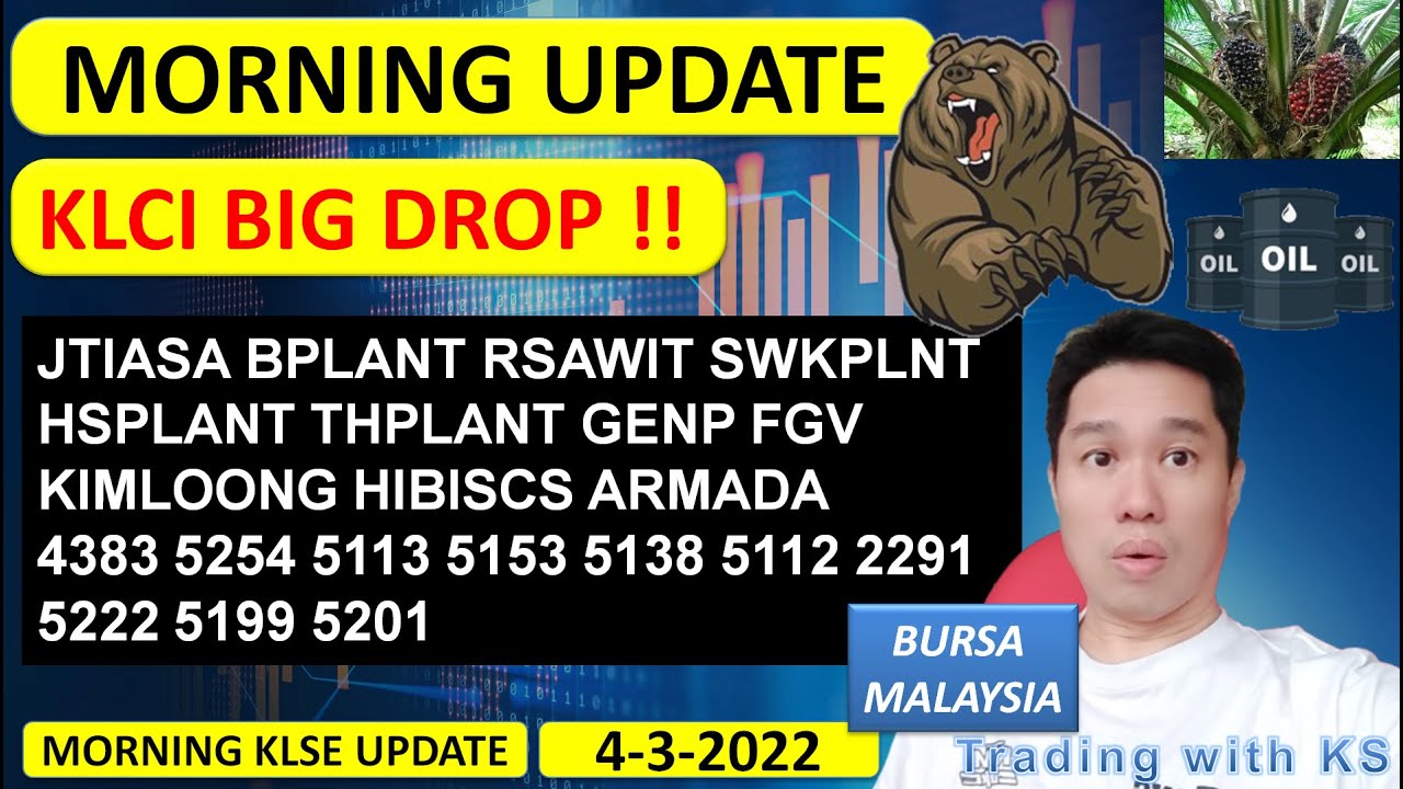 Morning KLSE BURSA Update - 4-3-2022 - 💥 KLCI BIG DROP !! 💥 JTIASA ...