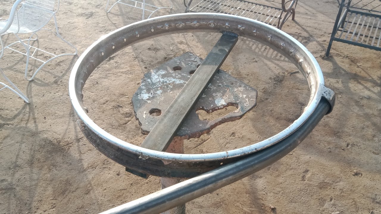 Amazing Process of Round Pipe Bending Trick by old motorcycle rim ...