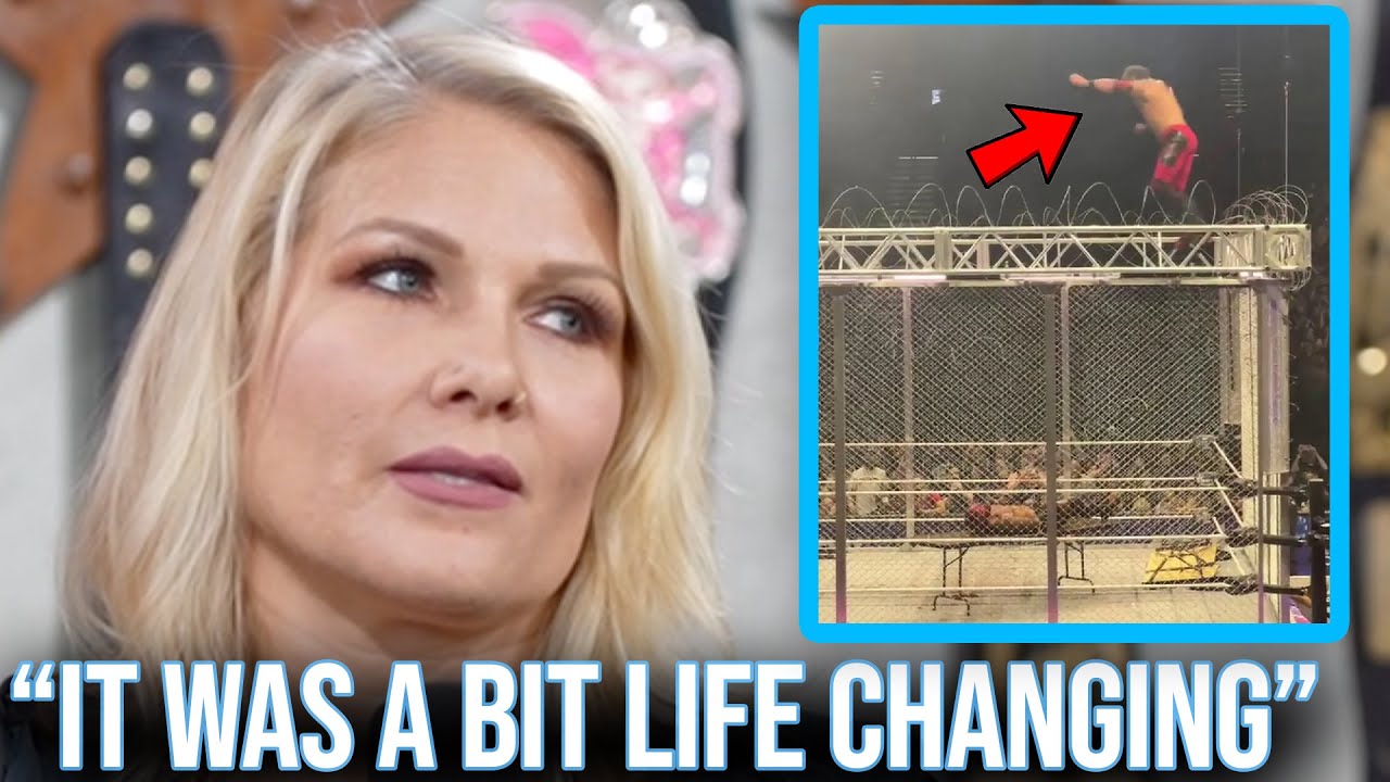 Beth Phoenix Reacts To Edge Jumping Off Of A Cage - YouTube