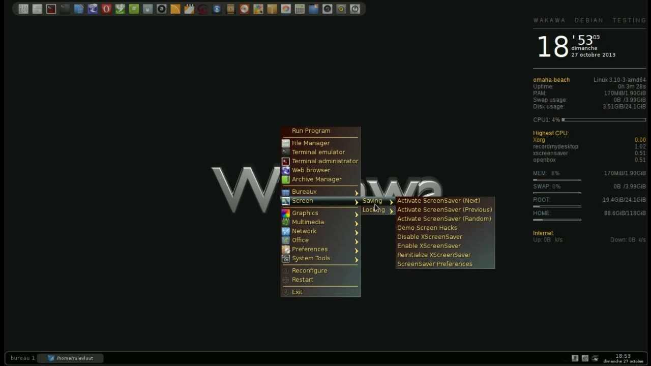 Wakawa Debian testing/sid openbox - YouTube