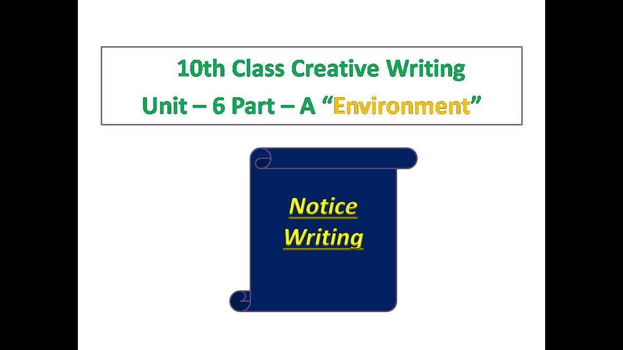SSC 10th Class English Creative Writing - Notice Writing - Unit -6 Part ...
