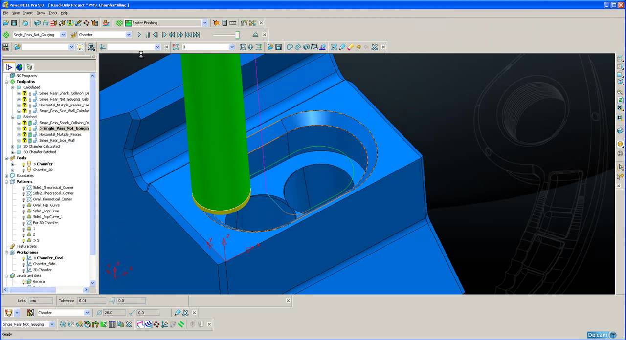 PowerMILL9 Chamfer Milling - YouTube