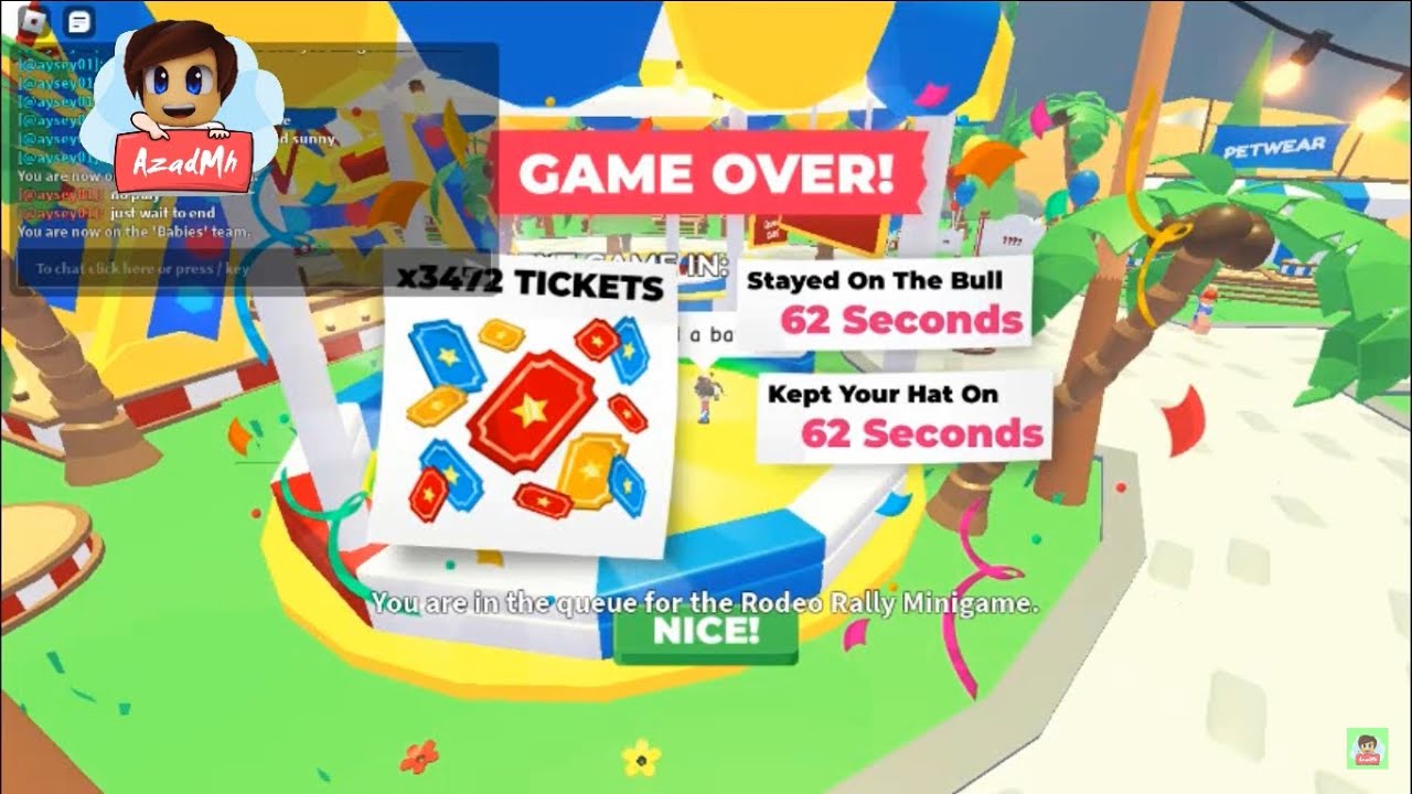 How To Get Max Tickets In Bull Riding Minigame In Adopt Me Summerfest ...