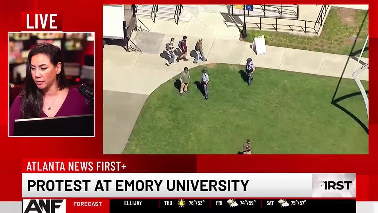Protest prompts police response at Emory University - YouTube