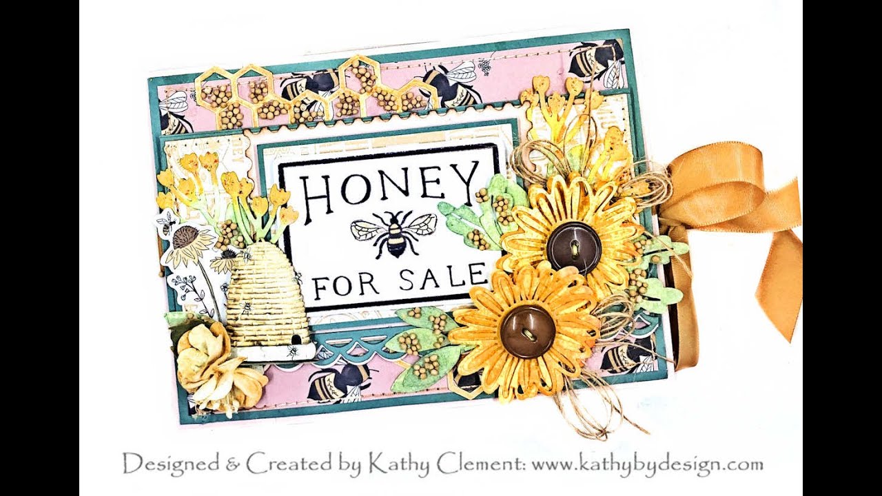 Honey and Bee Trifold Card Folio Tutorial - YouTube