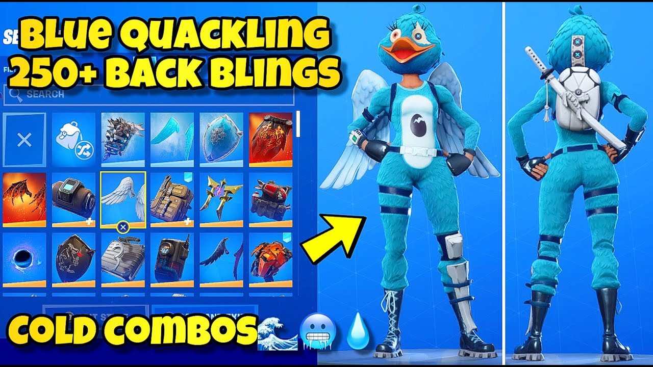 NEW BLUE “QUACKLING” SKIN Showcased With 250+ BACK BLINGS! Fortnite BR ...