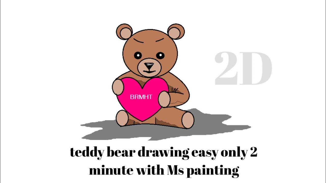 Teddy bear drawing easy with Ms paint step by step - YouTube
