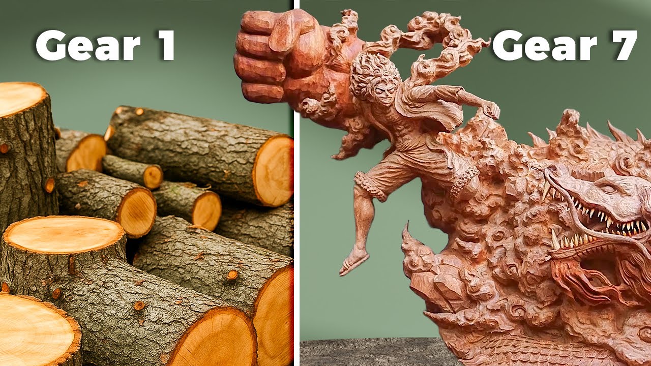 Epic Wood Carving: Luffy Gear 5 vs Kaido – One Piece Diorama Reveal ...