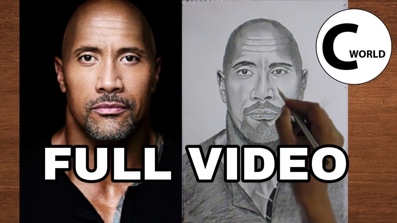 How to draw Dwayne Johnson, The Rock Hollywood Celebrity pencil sketch ...