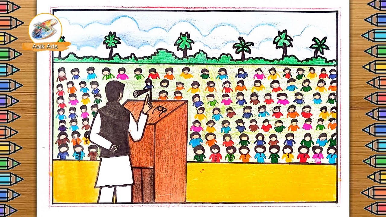 ৭ই মার্চের ভাষণের ছবি আঁকা || Bangabandhu 7 March Speech Drawing || 7 ...