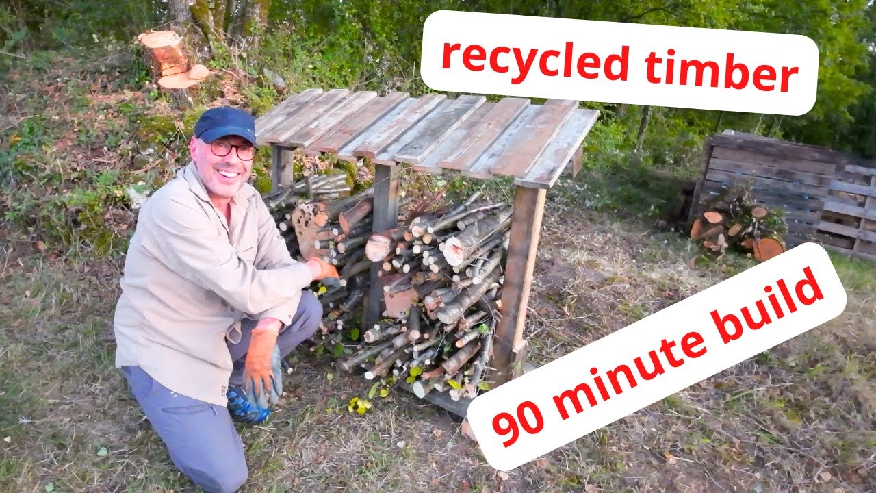 Ornamental Garden Log Store from recycled timber. - YouTube