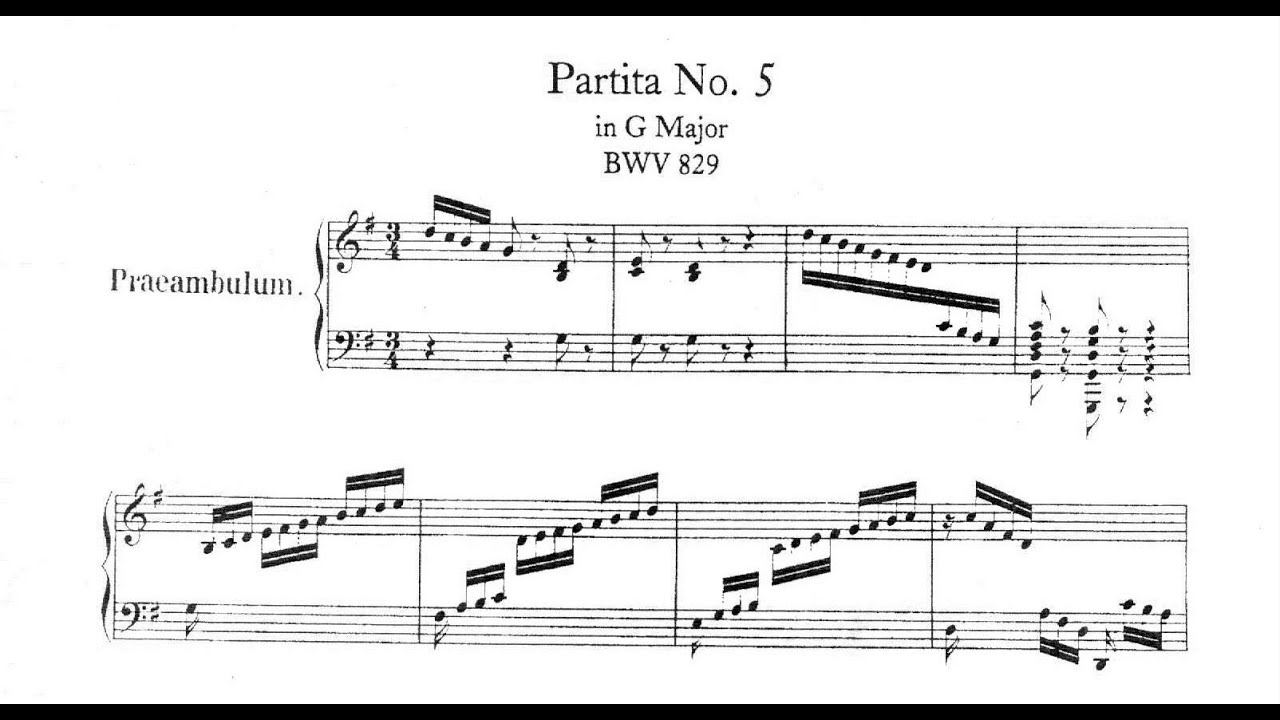 Johann Sebastian Bach Partita No 5 BWV 829 in G Major for Piano - YouTube