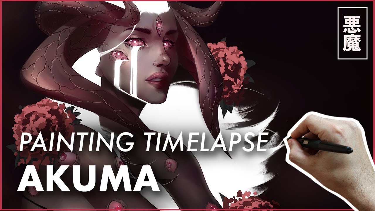 Akuma (Demon girl) - Original Digital Painting Timelapse - YouTube