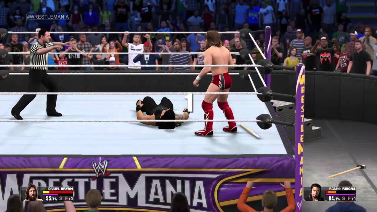 REF. HITS ROMAN REIGNS WITH A SLEDGE HAMMER IN WWE2K15!! - YouTube