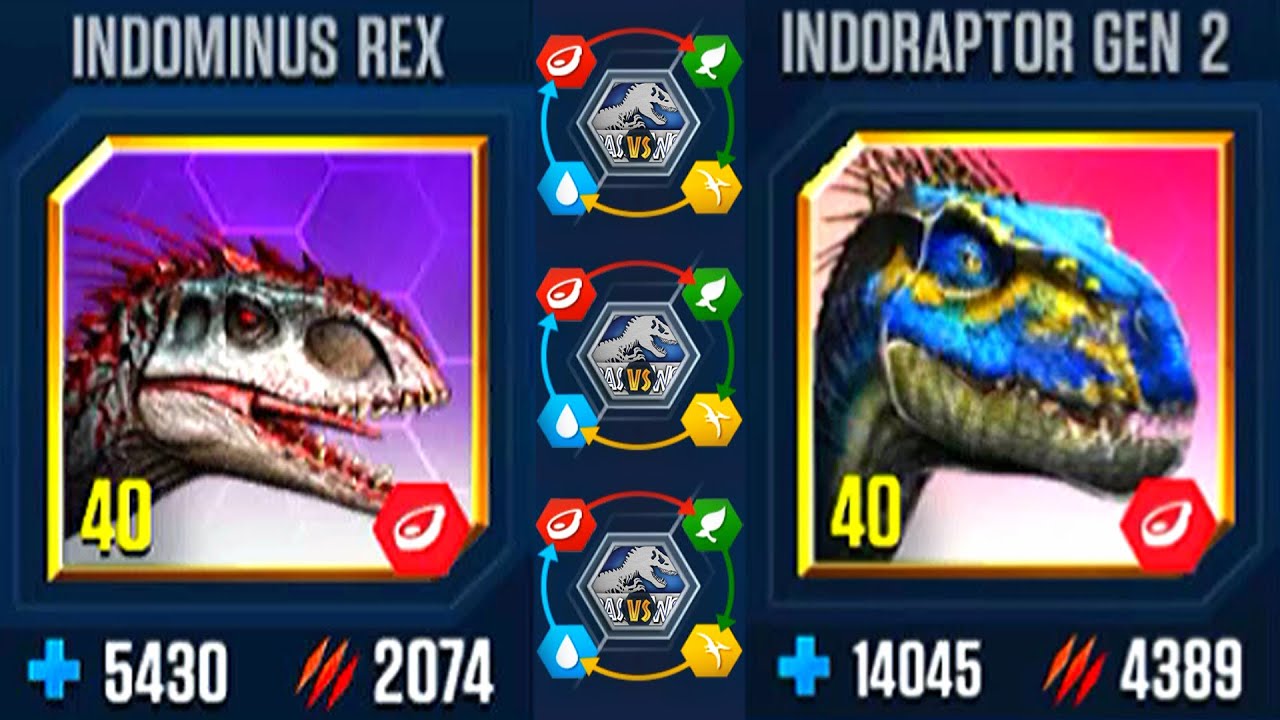 SUPER START INDOMINUS REX VS INDORAPTOR GEN 2 | JURASSIC WORLD THE GAME ...