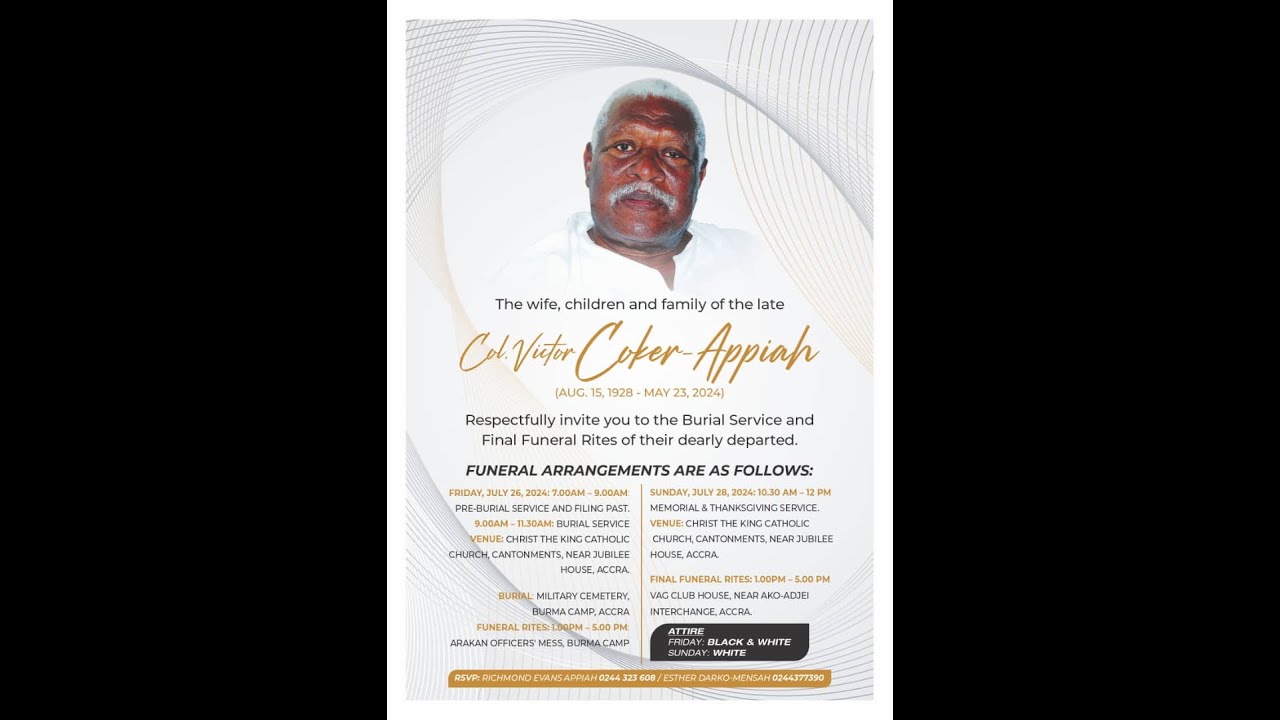 BURIAL MASS OF THE LATE COL. VICTOR COKER APPIAH - YouTube