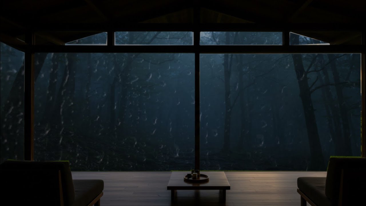 Calm Rain and Thunder Sounds for Sleeping One Hour – Relaxing View from ...