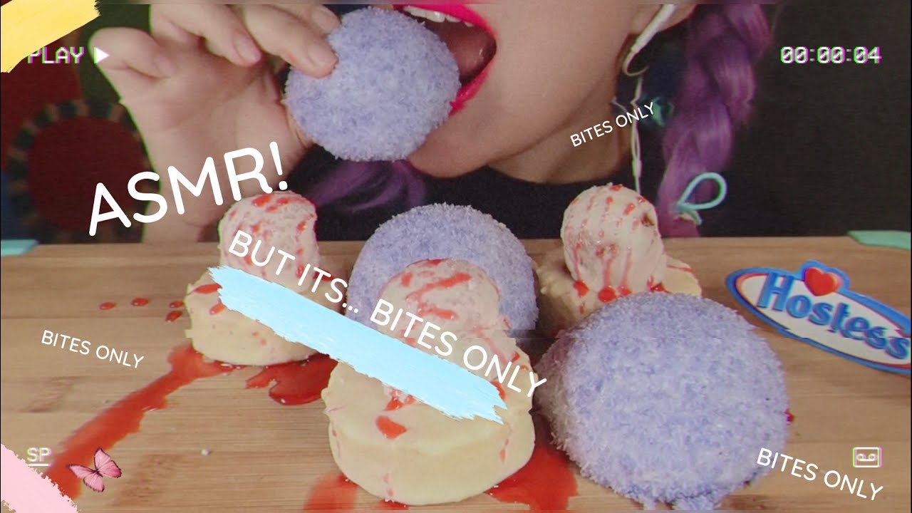 BITES ONLY: CURIE.ASMR- ASMR EATING HOSTESS SNOWBALLS,DING DONGS - YouTube