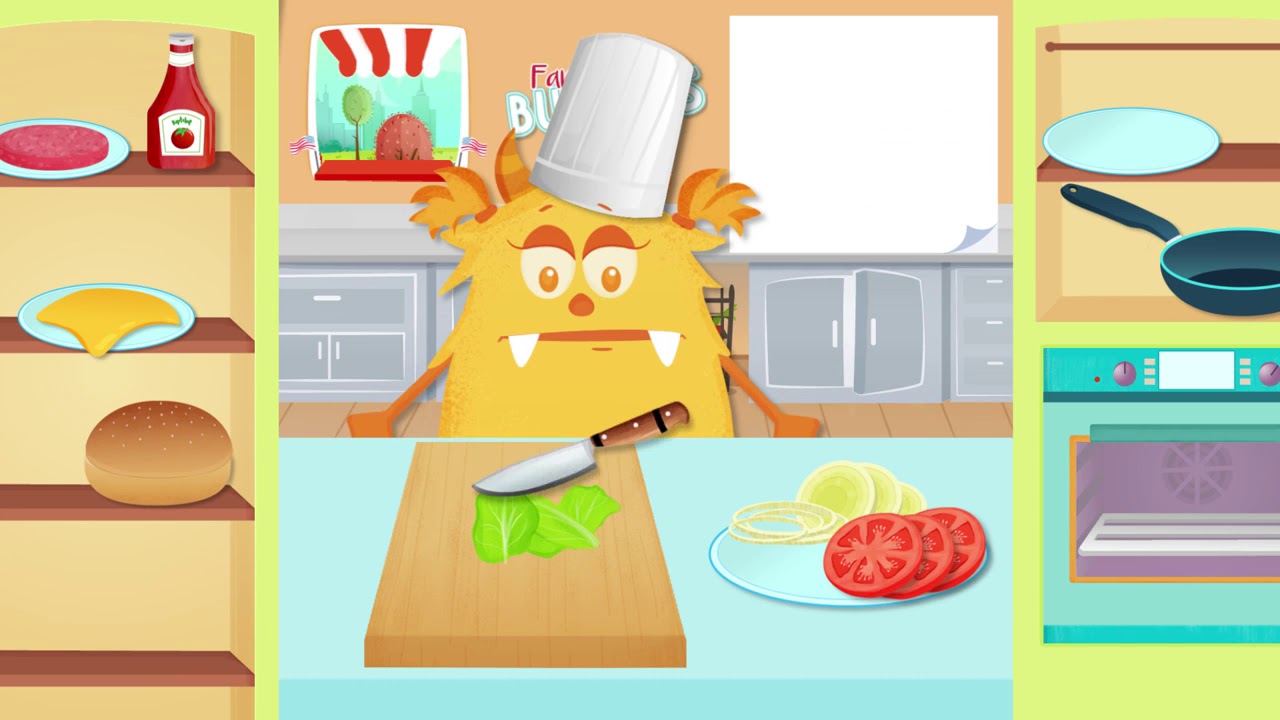 Cooking for children - Learn to cook a healthy hamburger with Cooking ...