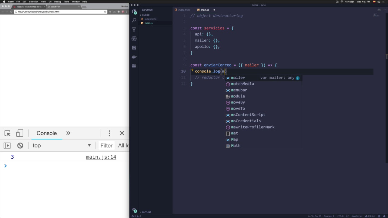 Reactjs De Cero A Experto Object Destructuring Youtube