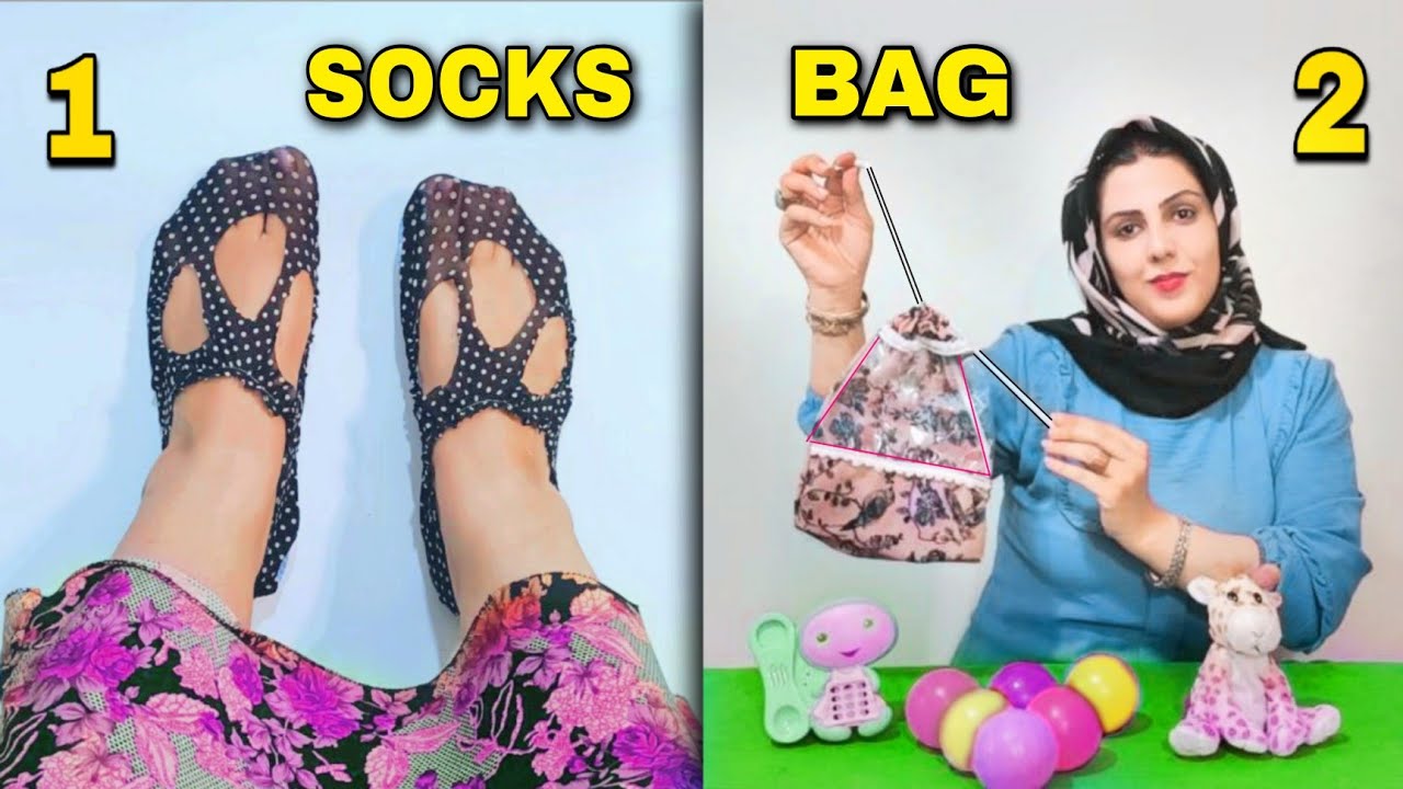 DIY BAG & SOCKS - 2 TUTORIAL TO SEW FEET SOCKS & NYLON BAG - YouTube