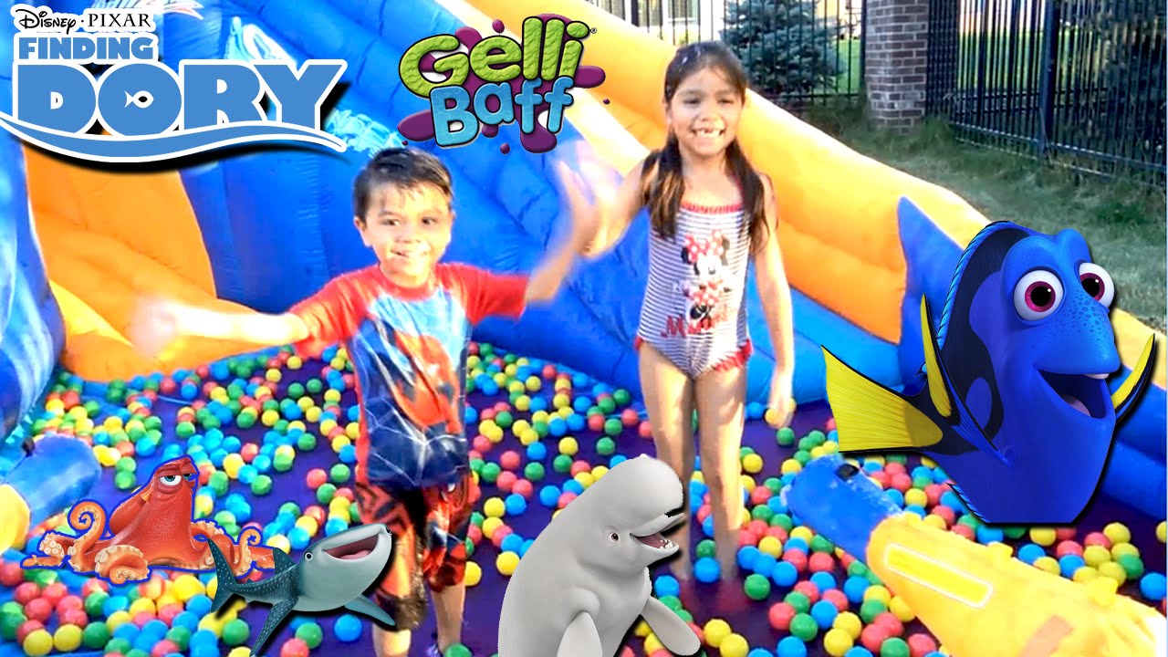 Finding Dory Slime Challenge | Gelli Baff Blue Slime Pool - YouTube