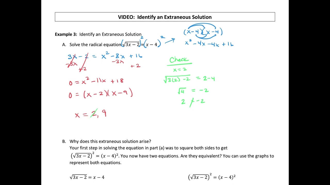 Identify An Extraneous Solution Alg2 YouTube Identify An Extraneous Solution Alg2 YouTube